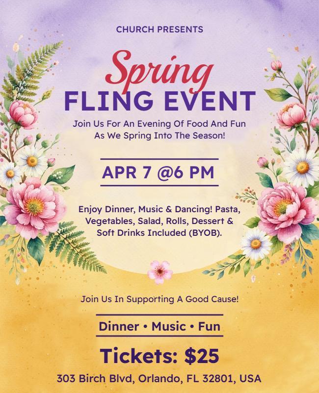 Church Hosted Spring Fling Gathering Event Poster Template