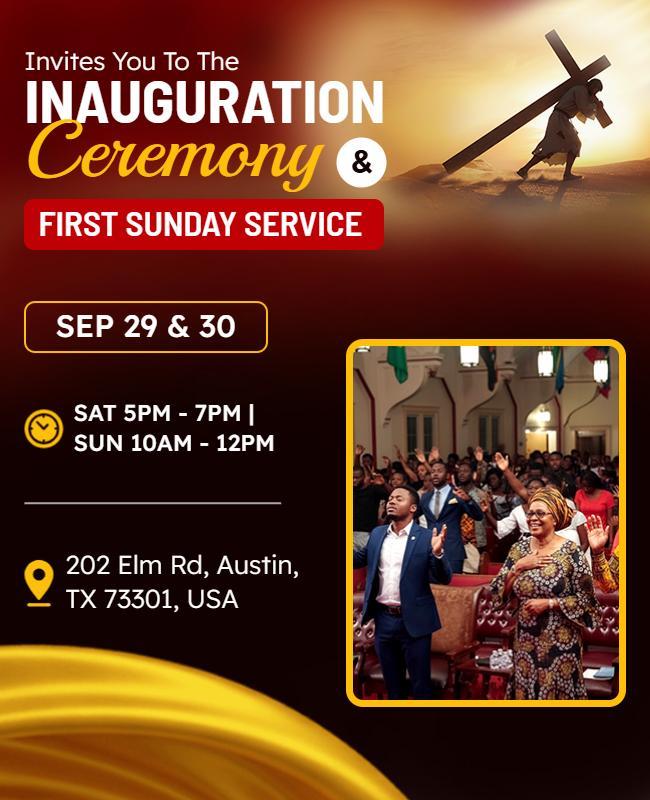 Church Inauguration Ceremony and Sunday Service Invitation Flyer Template