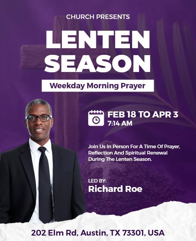 Church Led Lenten Season Spiritual Renewal Flyer Template