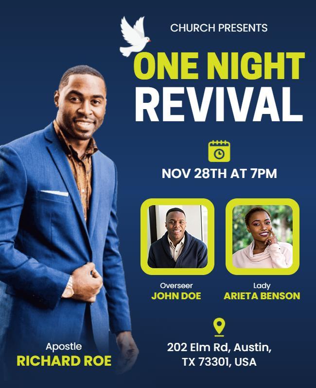 Church One Night Revival Event Promotional Flyer Template