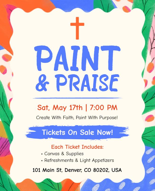 Church Paint and Praise Gathering Flyer Template