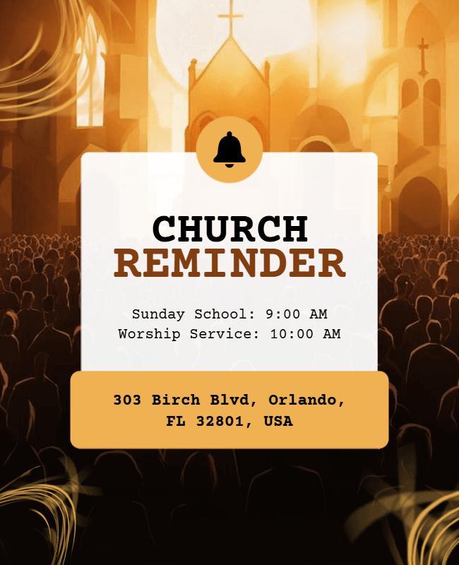 Church Sunday Service Reminder Flyer Template