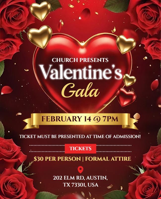 Church Valentine's Gala Event Flyer Template