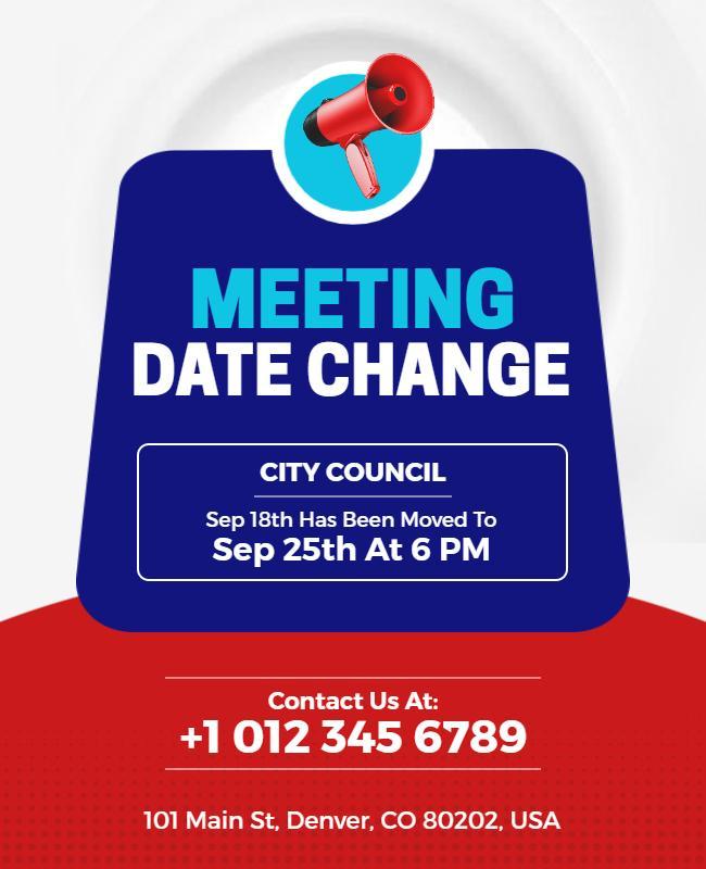 City Council Meeting Date Change Flyer Template