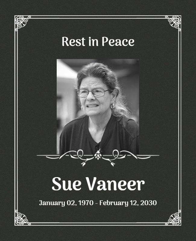 Classic Black and White Memorial Tribute Poster Template