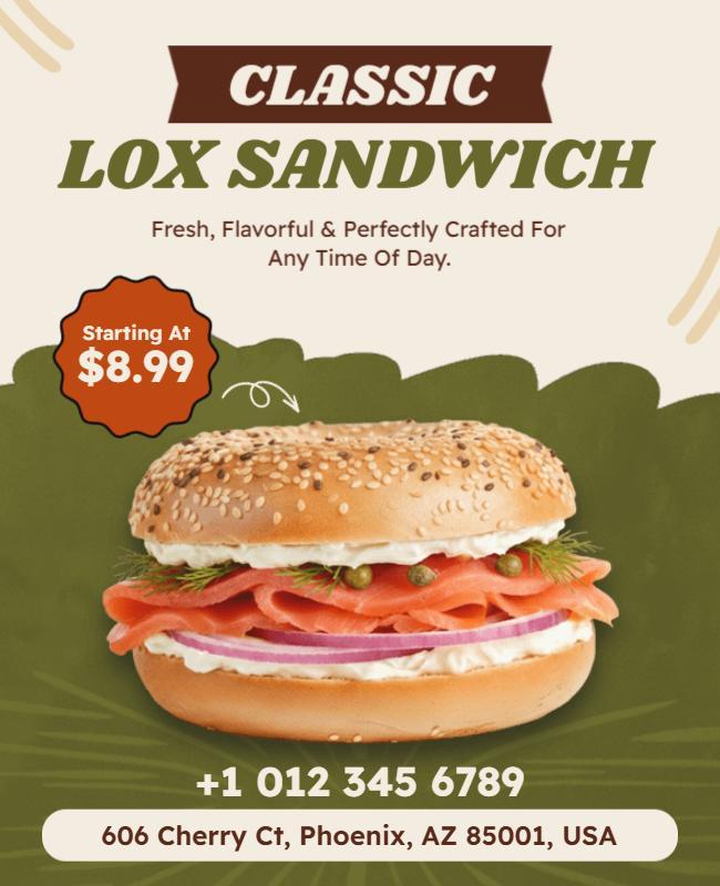 Classic Lox Sandwich Promotional Flyer Template