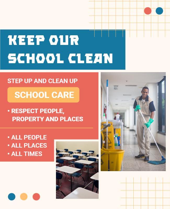 Clean and Bright School Care Awareness Poster Template