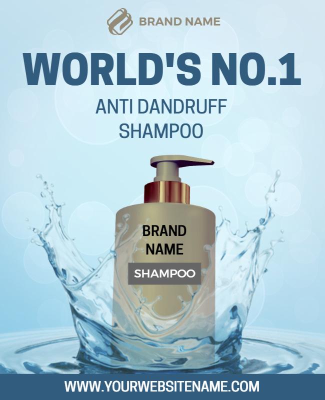 Clean Blue Water-Themed Anti Dandruff Shampoo Poster Template