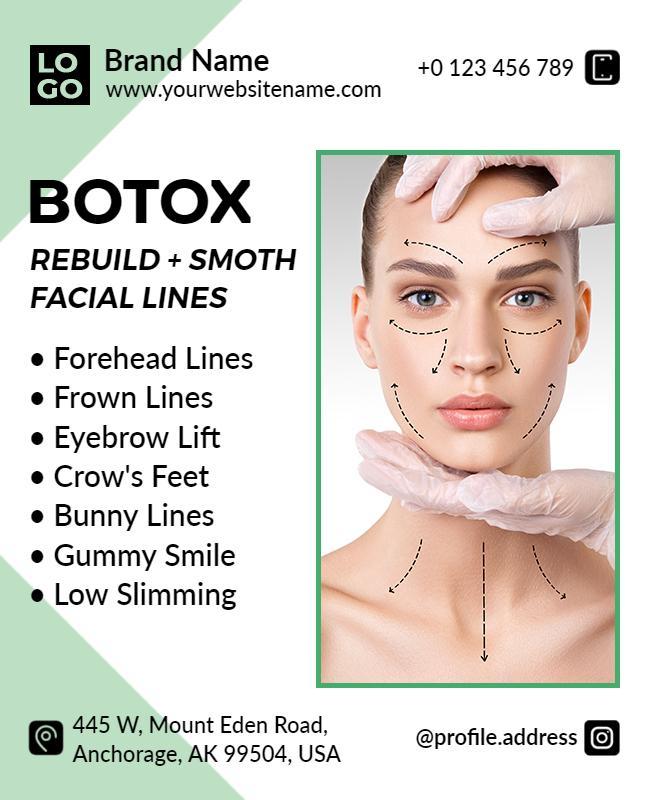 Clean Green Aesthetic Botox Facial Treatment Poster Template