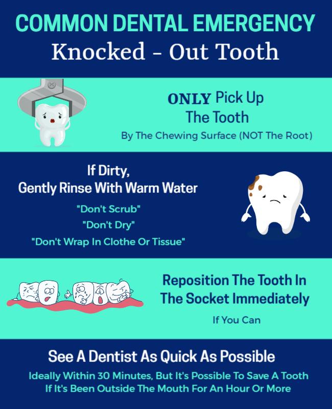 Clear Illustrated Dental Emergency Knocked-Out Tooth Guide Poster Template