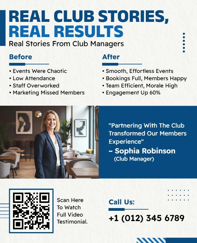 Club Management Success Stories Flyer Template