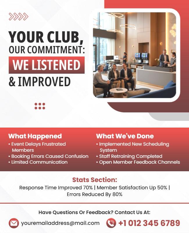 Club Membership Improvement Announcement Flyer Template