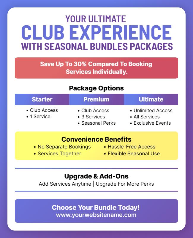 Club Membership Packages Discount Flyer Template