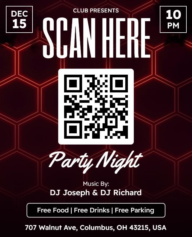 Club Party Night with QR Code Flyer Template