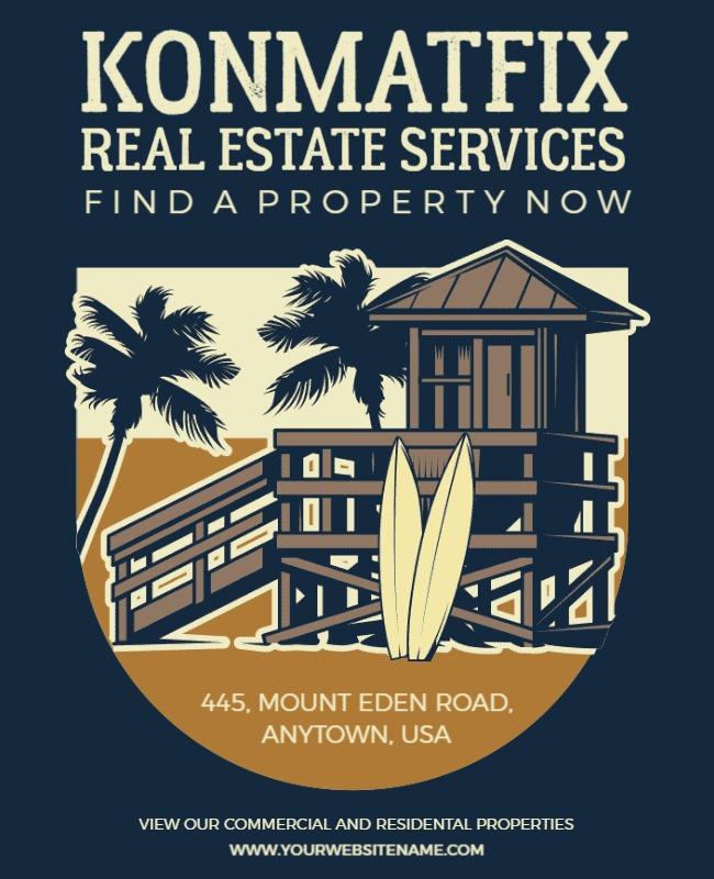 Coastal Themed Real Estate Services Property Poster Template