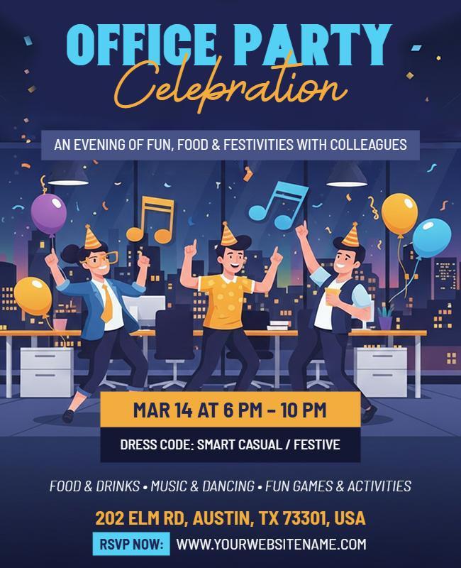 Colleague Office Party Celebration Flyer Template