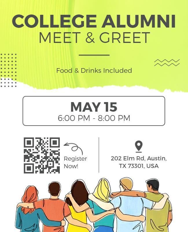 College Alumni Meet and Greet Event Invitation Flyer Template
