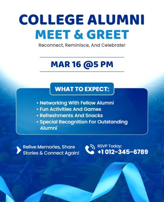 College Alumni Meet and Greet Flyer Template