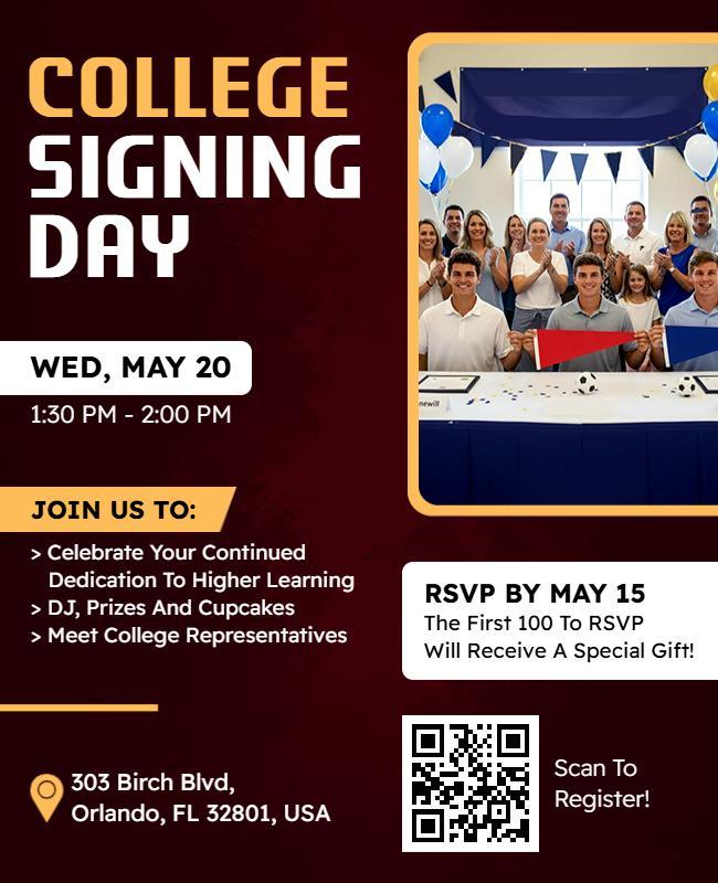 College Signing Day Celebration Flyer Template