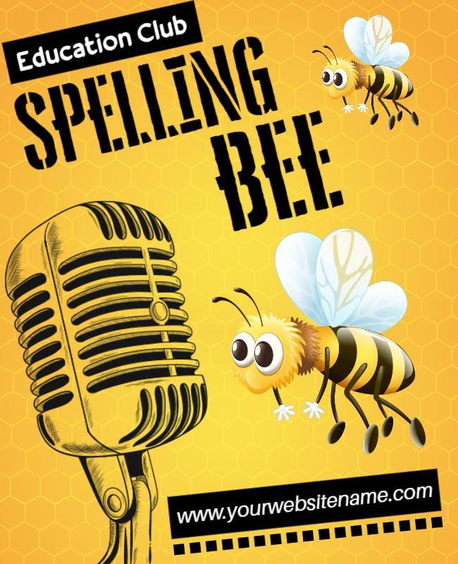 Colorful Bee-Themed Spelling Bee Education Club Poster Template