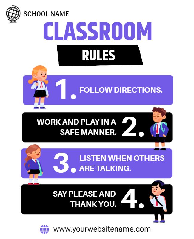 Colorful Classroom Rules Guide for Students Poster Template