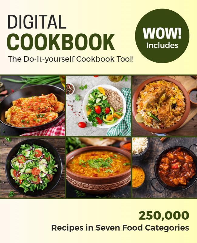 Colorful Collage of Global Recipes Digital Cookbook Poster Template