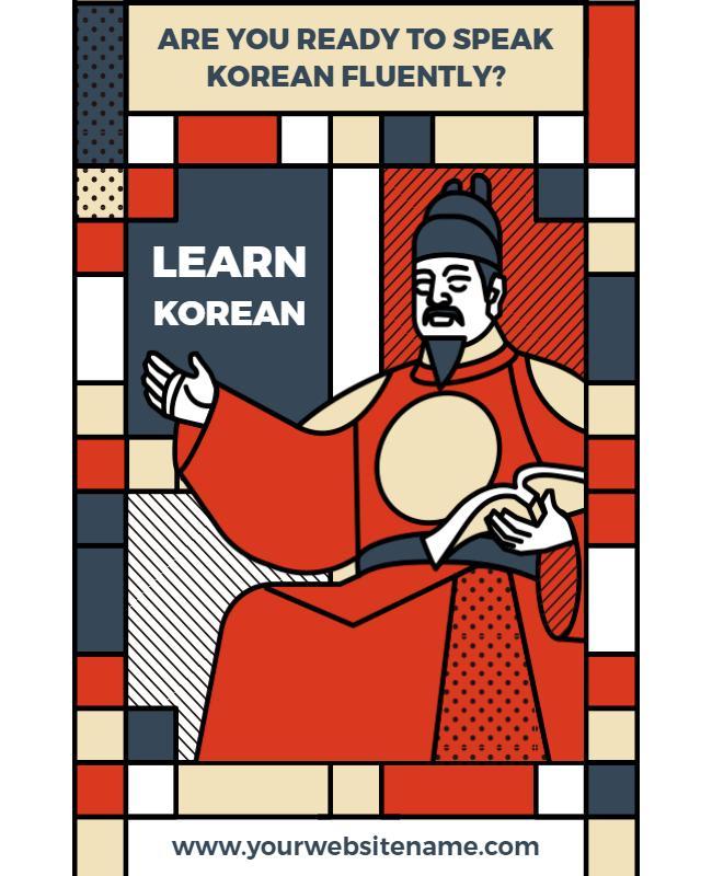 Colorful Cultural Korean Language Learning Poster Template