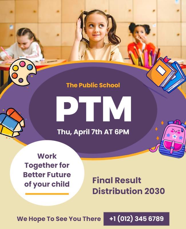 Colorful Education Parent-Teacher Meeting Notification Poster Template