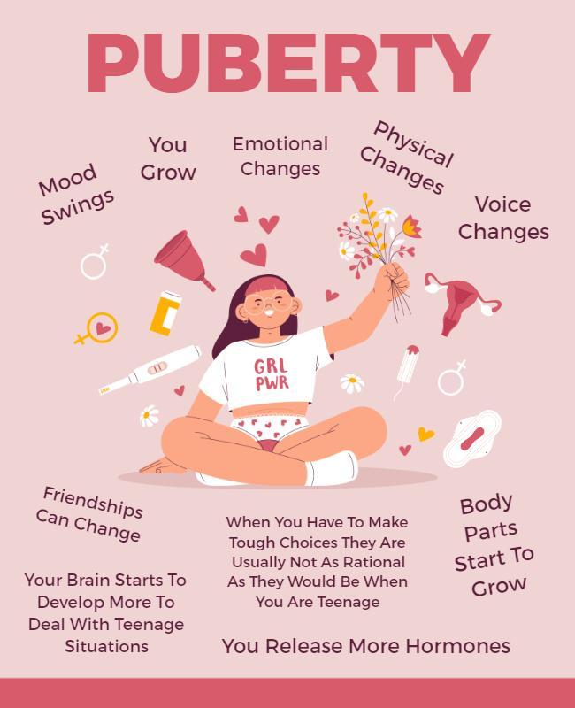 Colorful Educational Puberty Awareness Poster Template