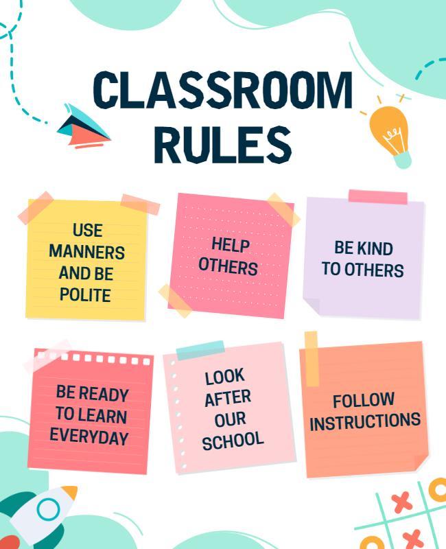Colorful Fun Classroom Rules Guide Poster Template