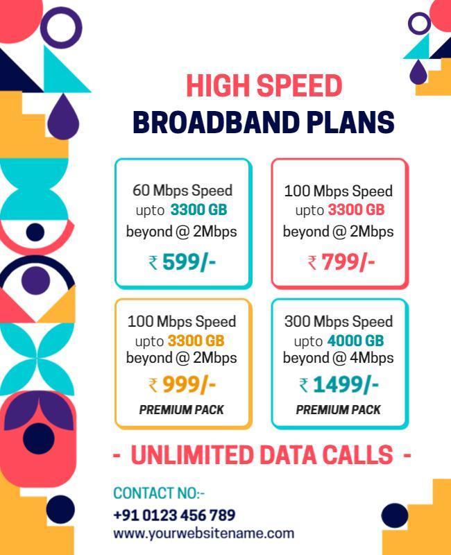 Colorful Geometric High-Speed Broadband Plans Poster Template