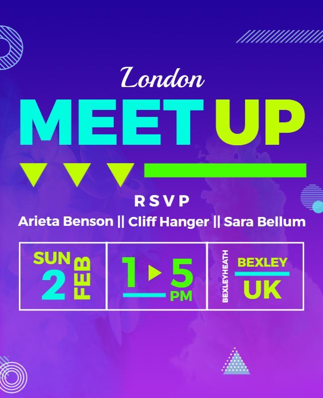 Colorful Gradient London Meetup Event Poster Template