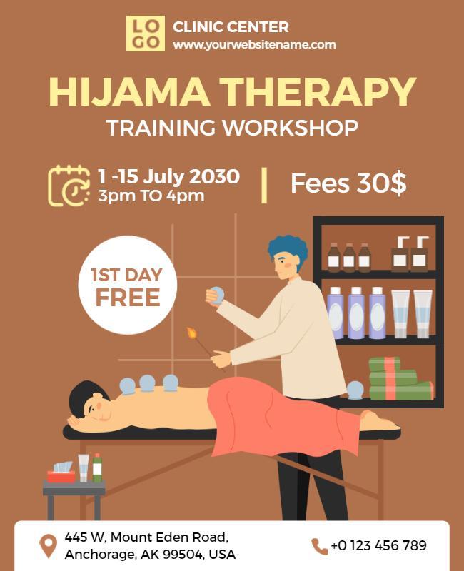 Colorful Illustrated Hijama Therapy Training Workshop Poster Template