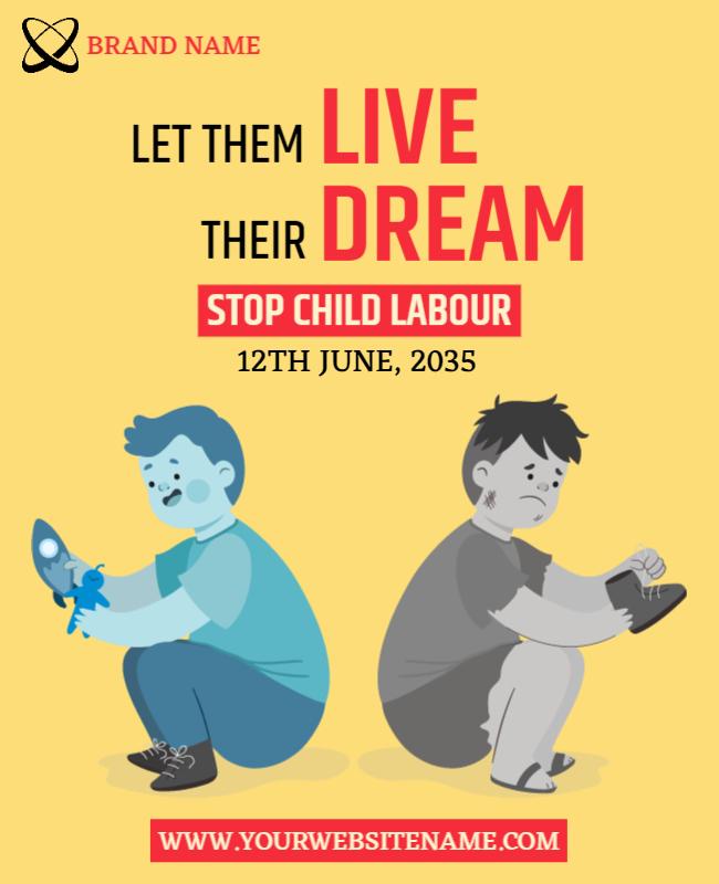 Colorful Illustrative Campaign Against Child Labour Poster Template