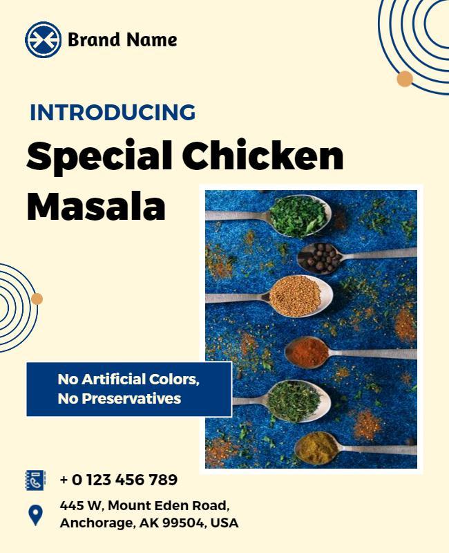 Colorful Introduction of Special Chicken Masala Poster Template