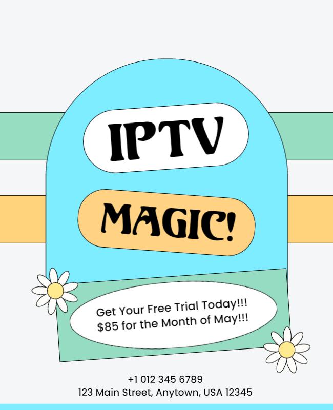 Colorful Playful IPTV Service Promotion Poster Template
