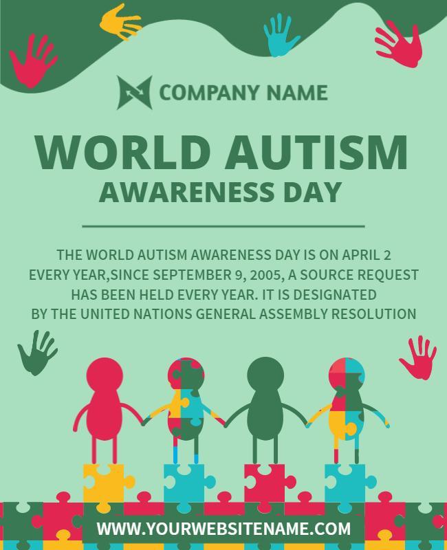 Colorful Puzzle Theme for World Autism Awareness Day Poster Template