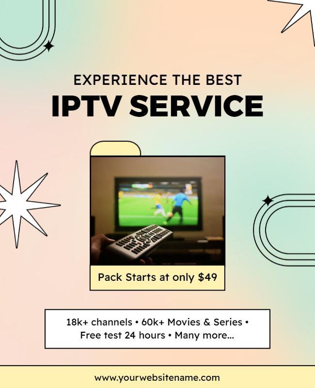 Colorful Retro IPTV Service Promotion Poster Template