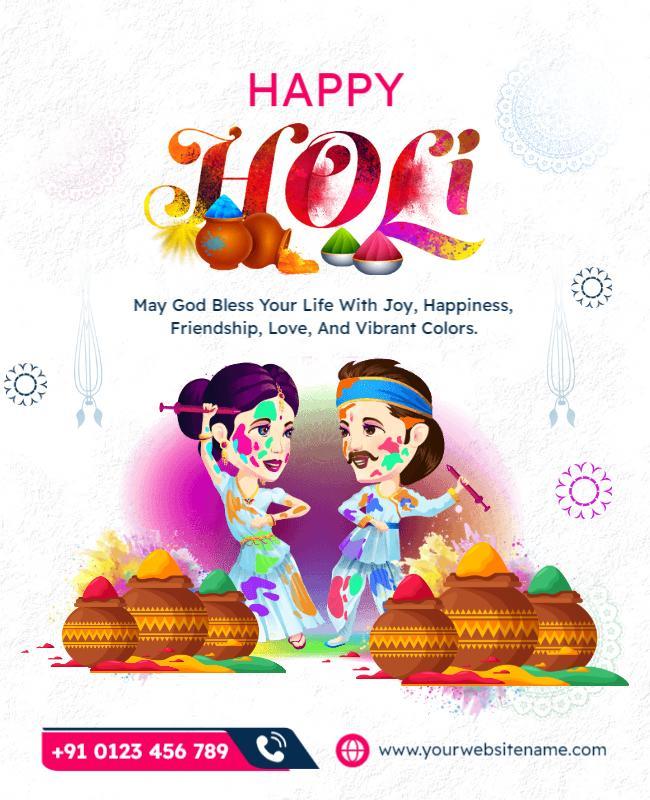Colorful Vibrant Holi Festival Celebration Poster Template