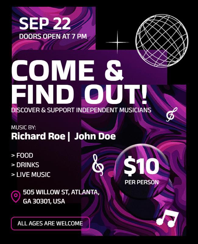 Come and Find Out Music Event Flyer Template