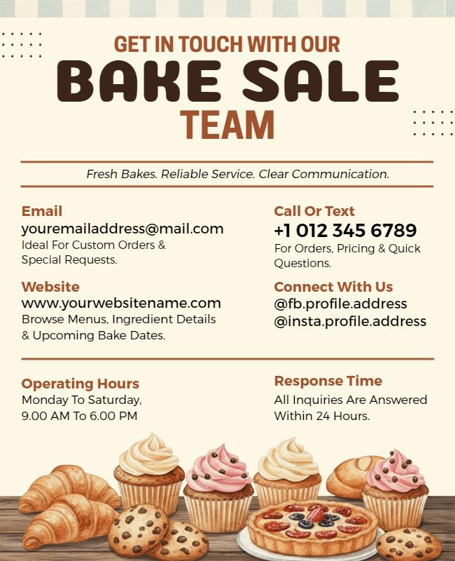 Community Bake Sale Team Promotion Flyer Template
