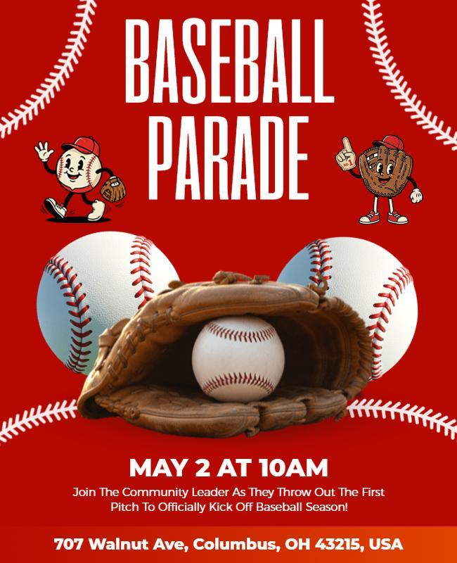 Community Baseball Parade Event Flyer Template