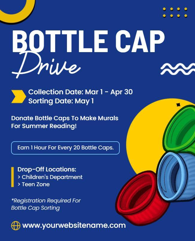 Community Bottle Cap Collection Drive Flyer Template