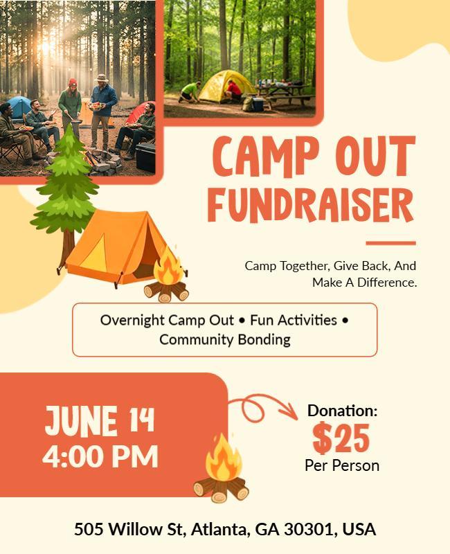 Community Camp Out Fundraiser Event Flyer Template