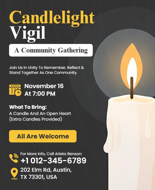 Community Candlelight Vigil Gathering Flyer Template