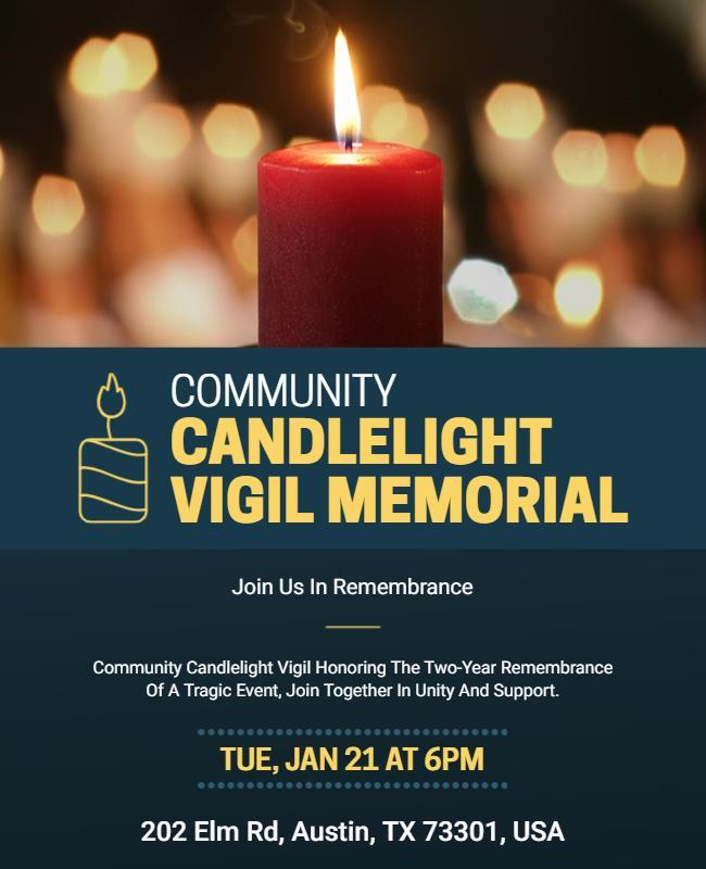 Community Candlelight Vigil Memorial Event Flyer Template