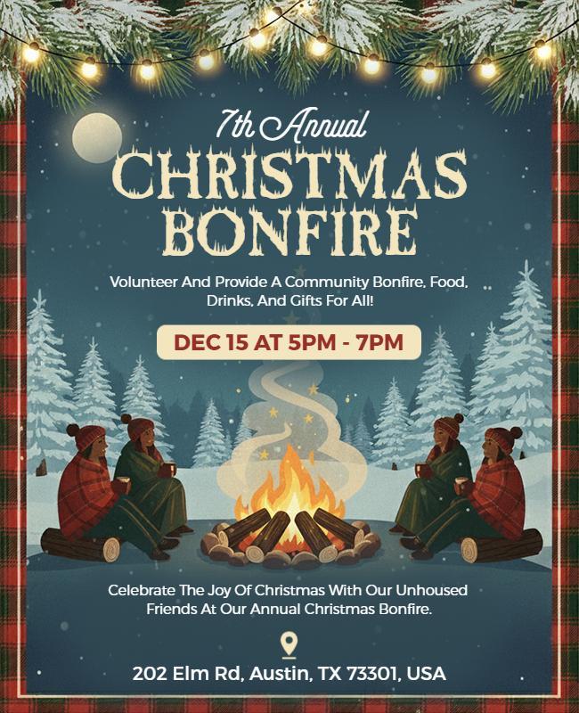 Community Christmas Bonfire Celebration Event Flyer Template