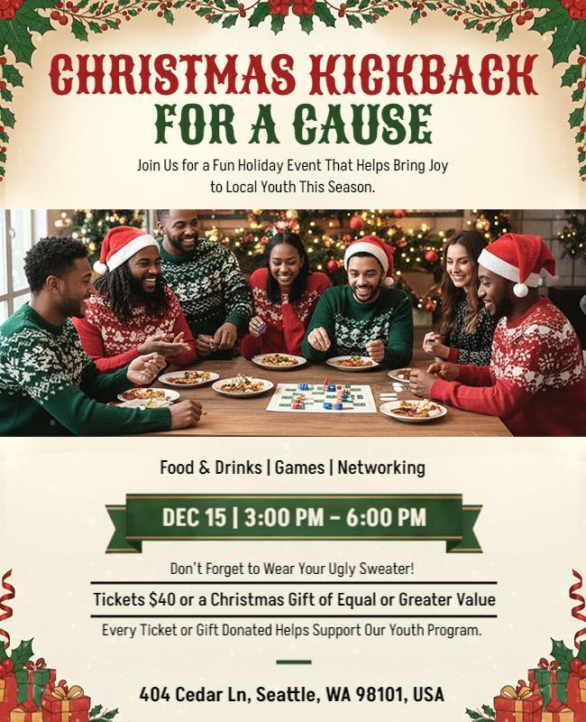 Community Christmas Kickback Celebration Flyer Template