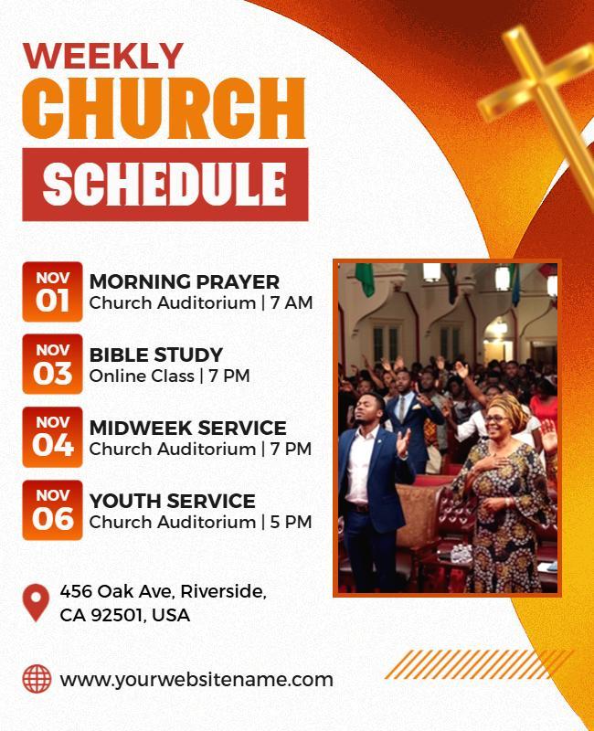 Community Church Event Schedule Flyer Template
