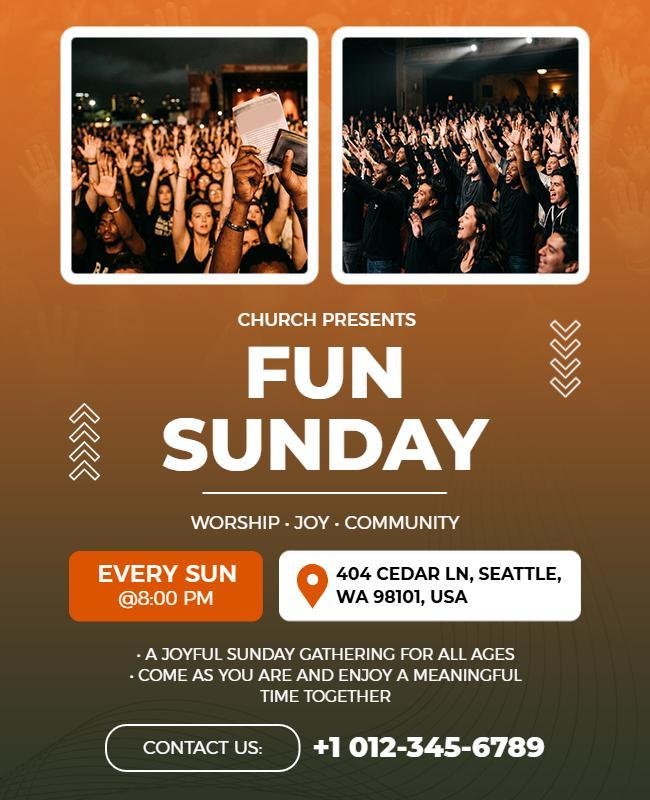 Community Church Fun Sunday Gathering Flyer Template